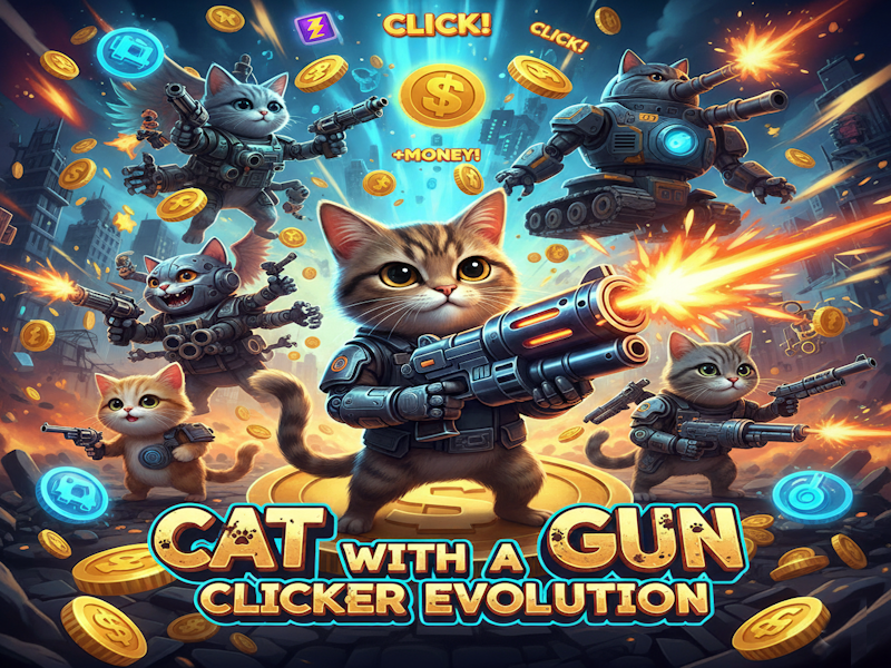 Cat with a Gun Clicker Evolution 🕹️ Mängi veebis SGameS-is